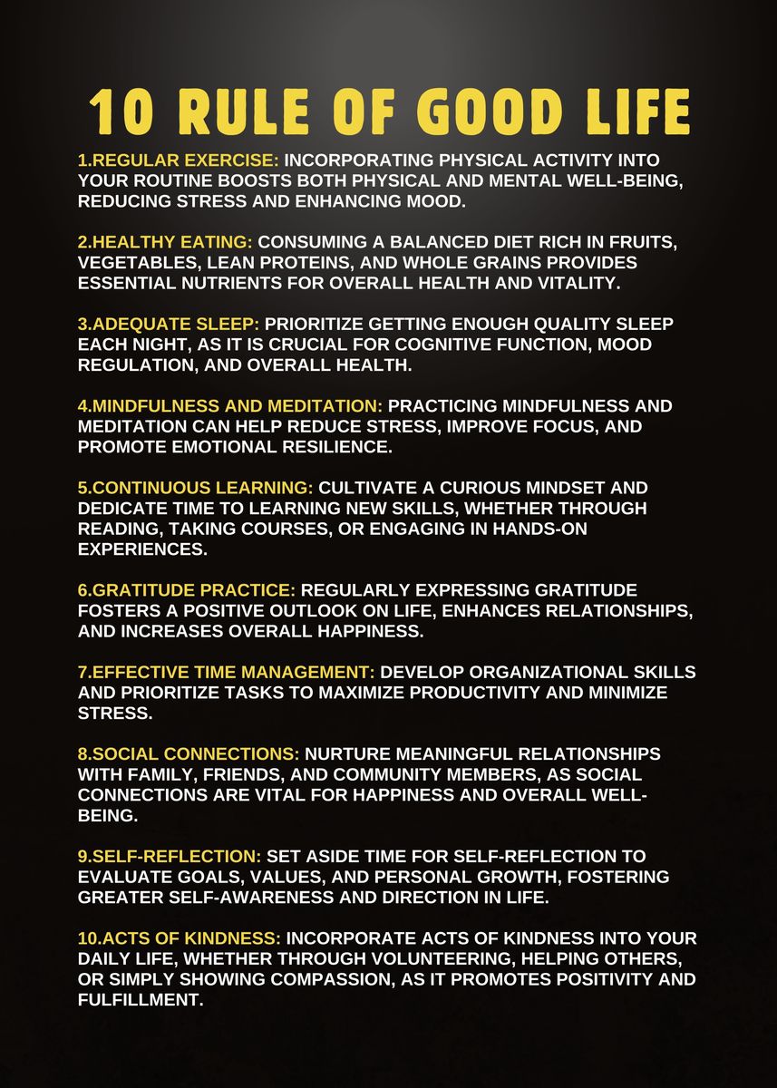 '10 Rule of Good Life' Poster, picture, metal print, paint by Nandita ...