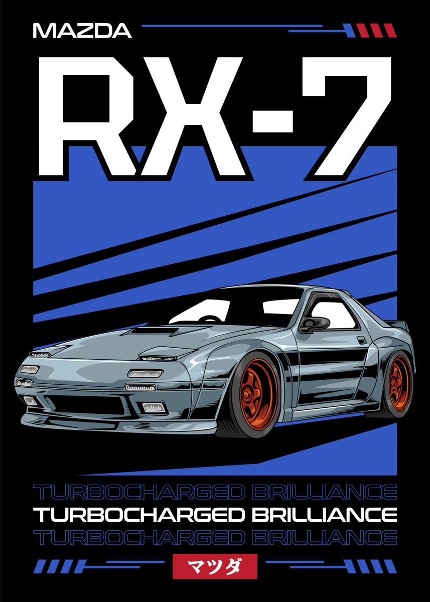 'Classic RX7 JDM Car' Poster, picture, metal print, paint by Berkah ...