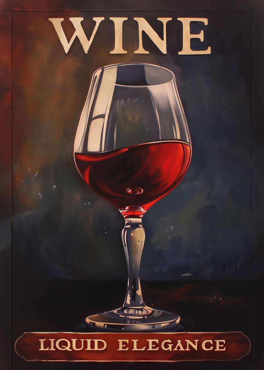 'Wine Liquid Elegance ' Poster, picture, metal print, paint by Muntwalt ...