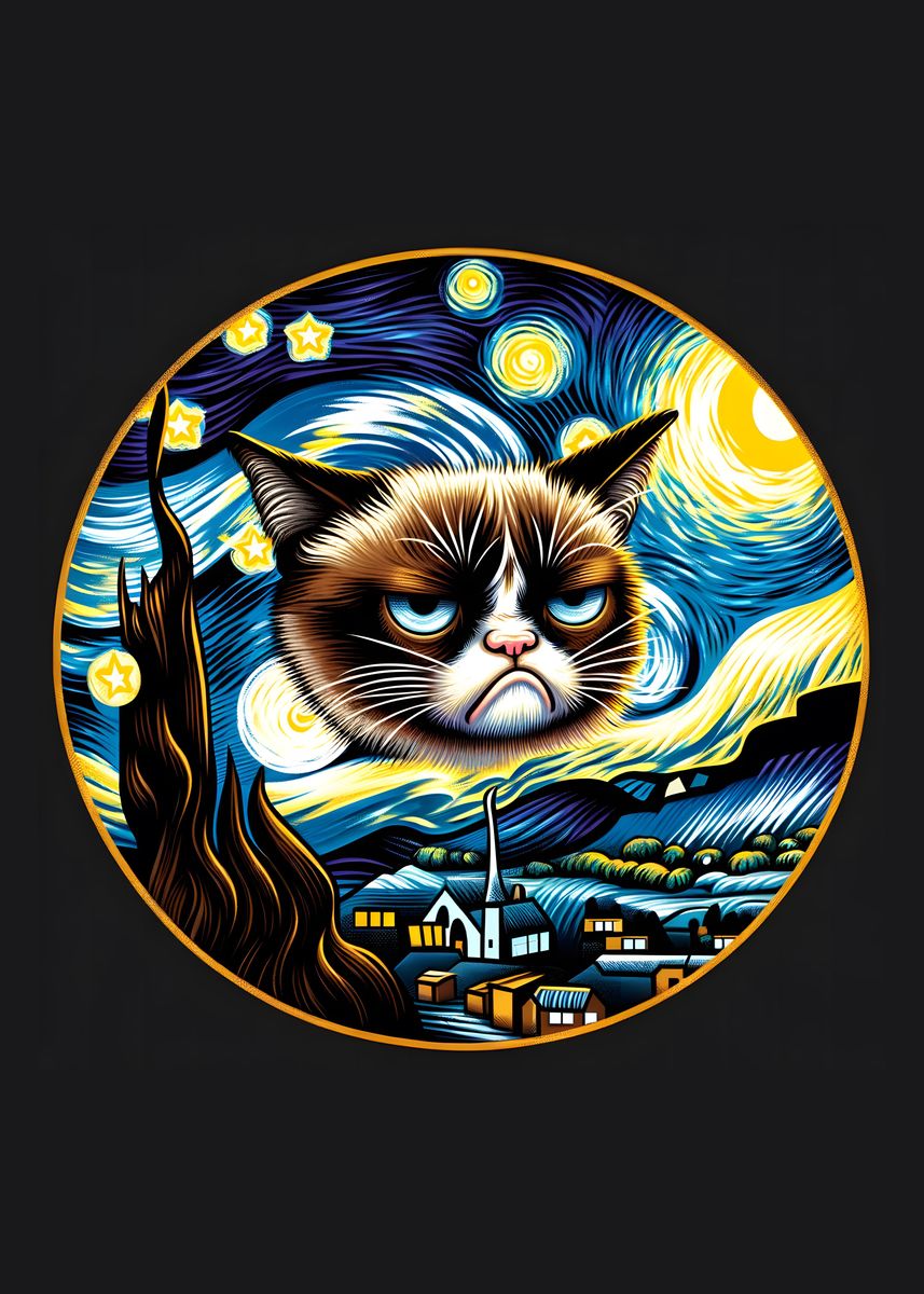 'Cat Meme' Poster, picture, metal print, paint by Toko Diwan | Displate