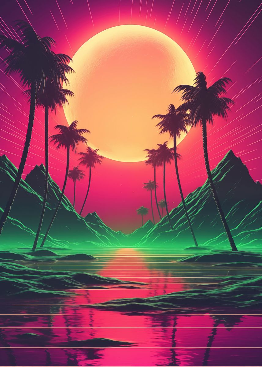 'Futuristic Synth Dreams' Poster, picture, metal print, paint by ...