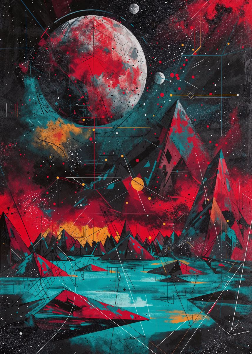 'Red Eclipse' Poster, picture, metal print, paint by Katsu | Displate