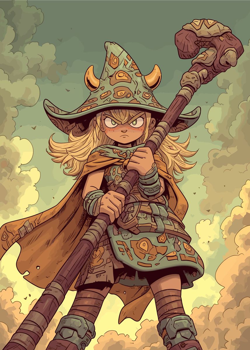 'Cartoon Mage Girl' Poster, picture, metal print, paint by SuperNova ...