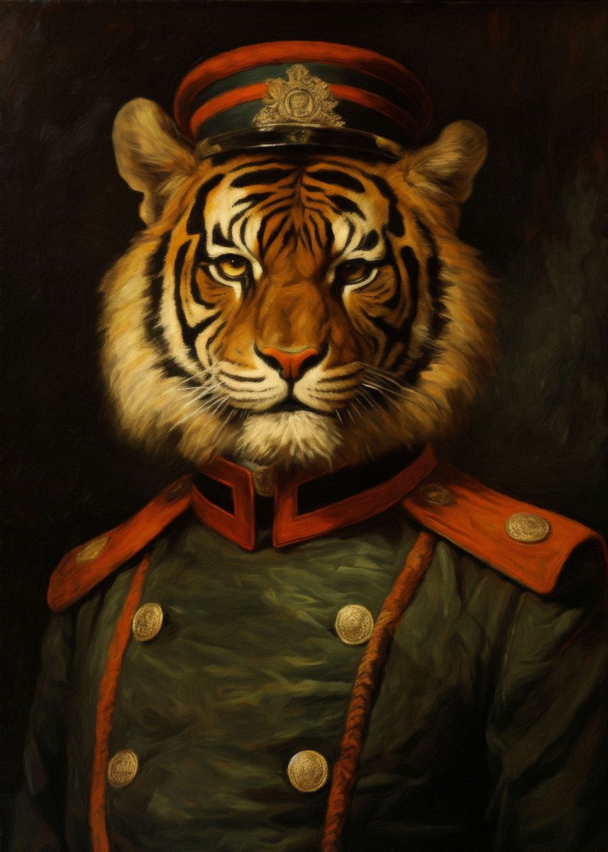 'Tiger officer' Poster, picture, metal print, paint by goljakoff | Displate