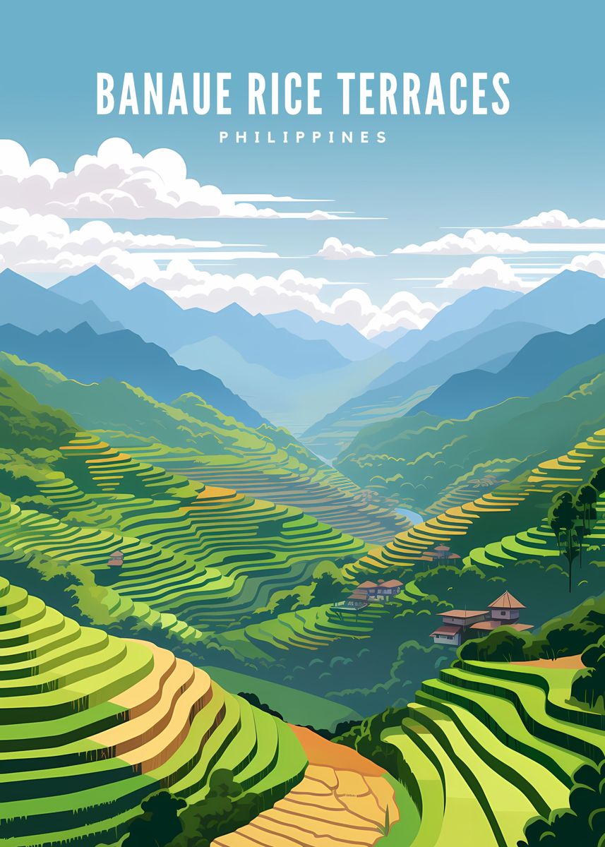 'Banaue Rice Terraces' Poster, picture, metal print, paint by Mark ...