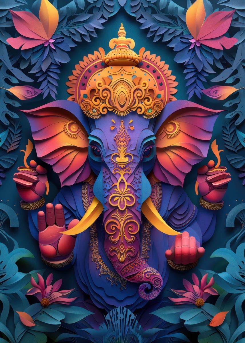 'Ganesha Paper Art' Poster, picture, metal print, paint by Nathapol ...
