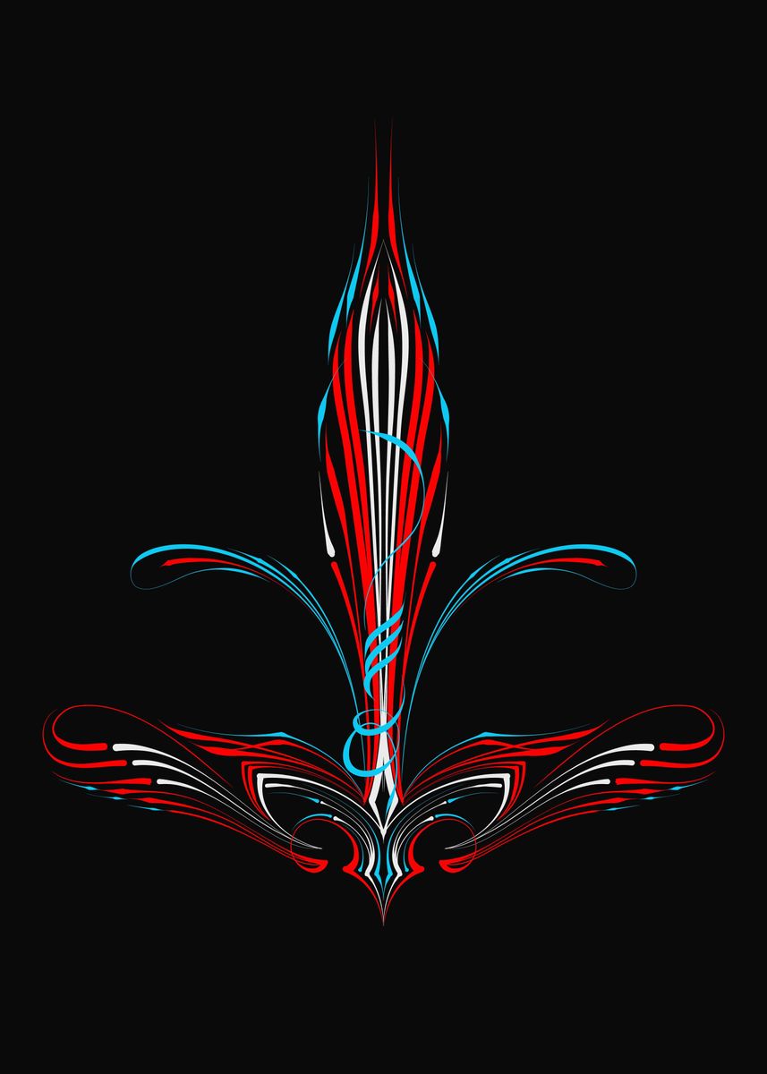 'Vintage Floral Pinstripe' Poster, picture, metal print, paint by ...