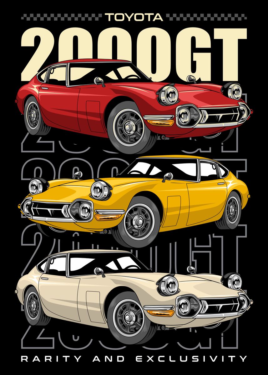 'Retro 2000GT JDM Car' Poster, picture, metal print, paint by Amila ...