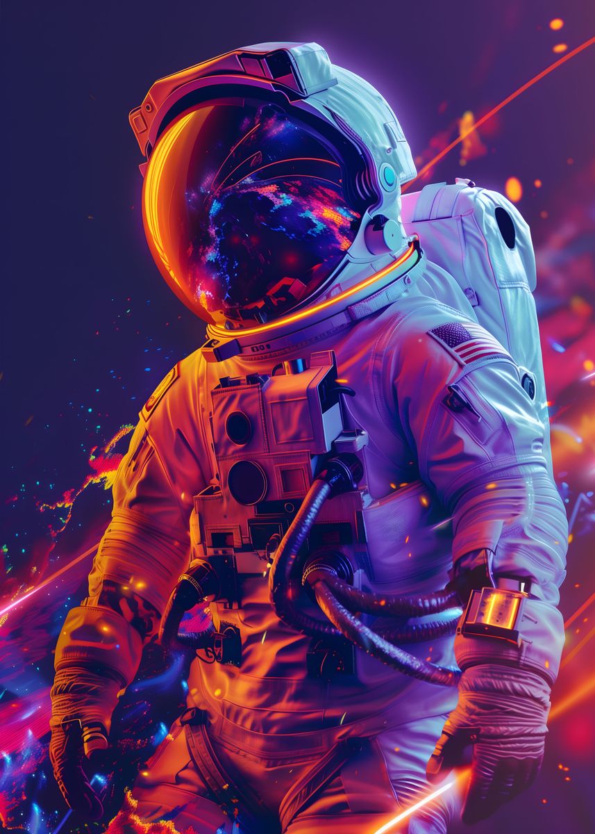 'Cosmonaut' Poster, picture, metal print, paint by Elipscease | Displate