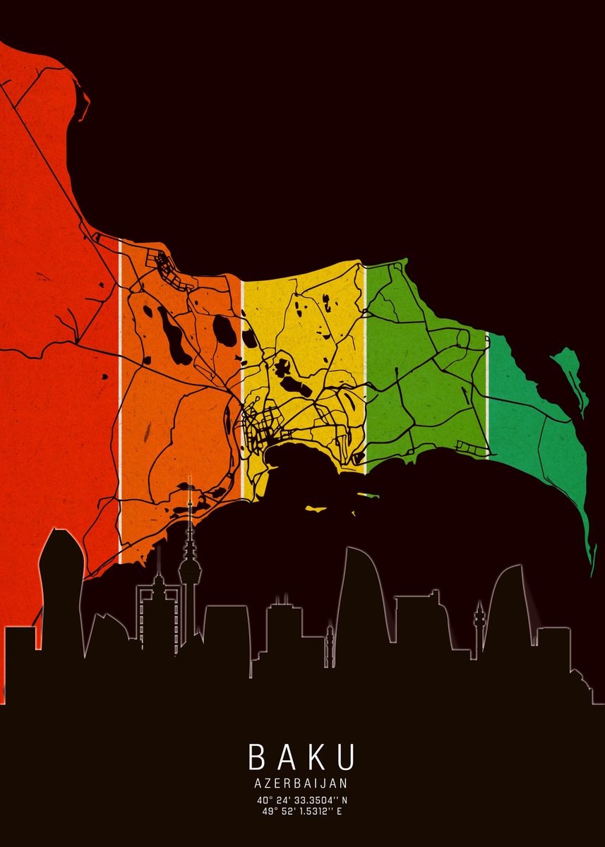 'Baku Azerbaijan' Poster, picture, metal print, paint by Buster Rameau ...