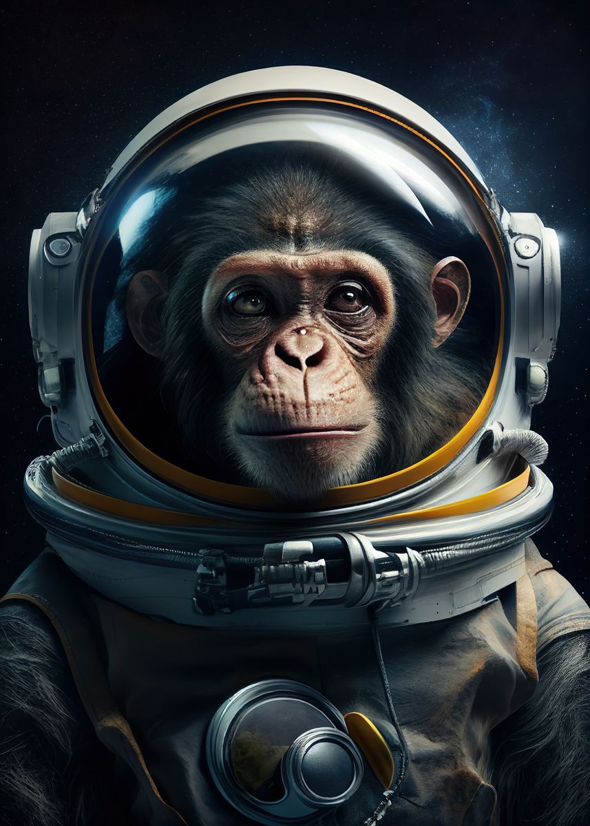 'Astronaut Space Monkey' Poster, picture, metal print, paint by EB Art | Displate