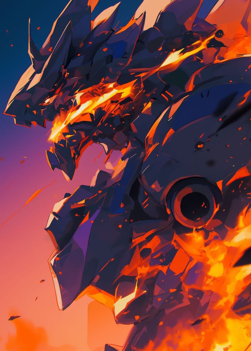'Cyber Dragon Anime' Poster, picture, metal print, paint by David ...