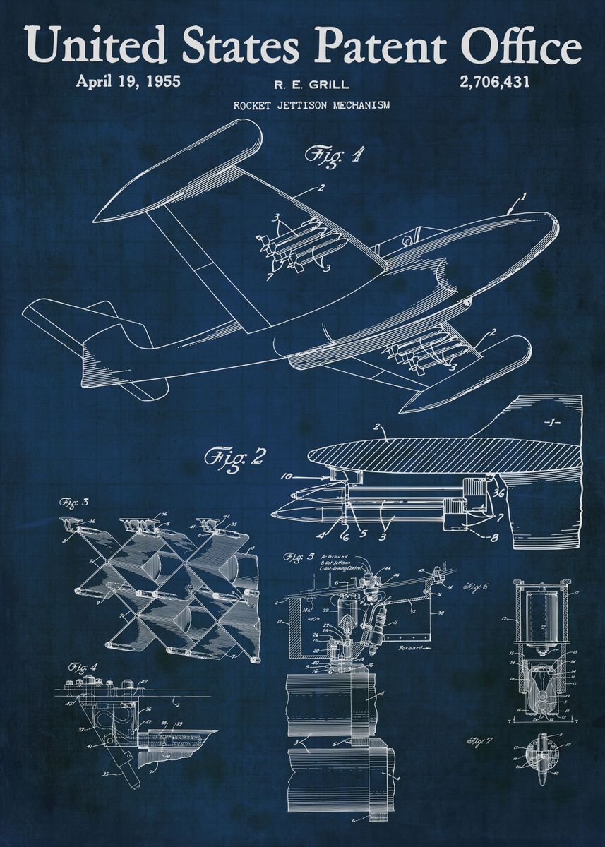 '1955 vintage rocket jettis' Poster, picture, metal print, paint by Johnson Adela | Displate