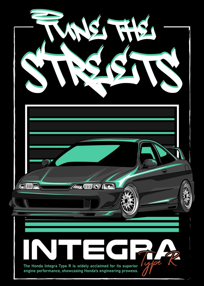 'Integra Type R JDM Car' Poster, picture, metal print, paint by Berkah Jaya Poster | Displate