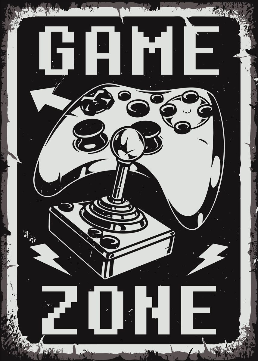 'Game Zone Area Gaming' Poster, picture, metal print, paint by dkDesign ...