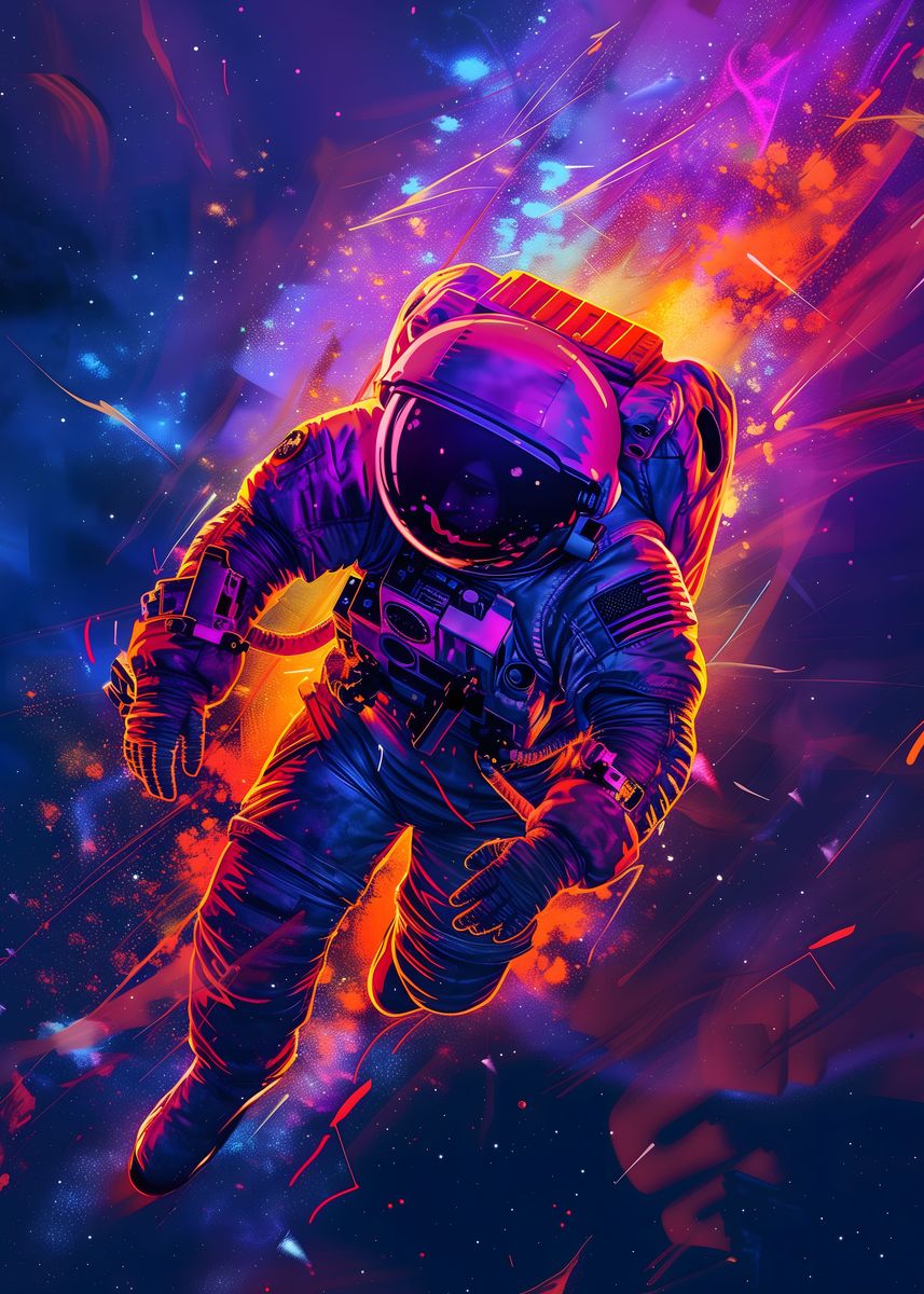 'Cosmonaut' Poster, picture, metal print, paint by Elipscease | Displate
