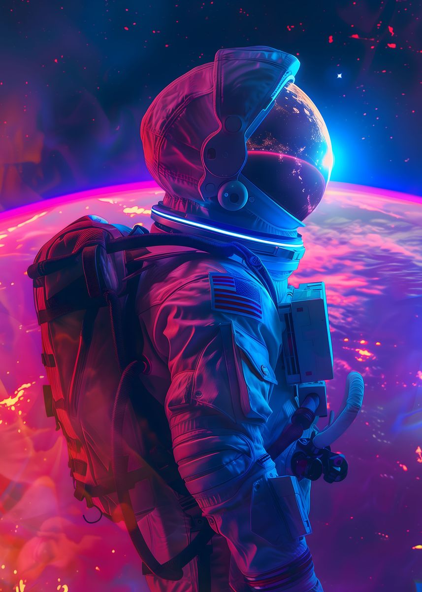 'Cosmonaut' Poster, picture, metal print, paint by Elipscease | Displate