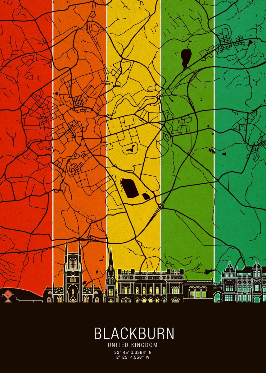 'Blackburn Lancashire Uni' Poster, picture, metal print, paint by ...