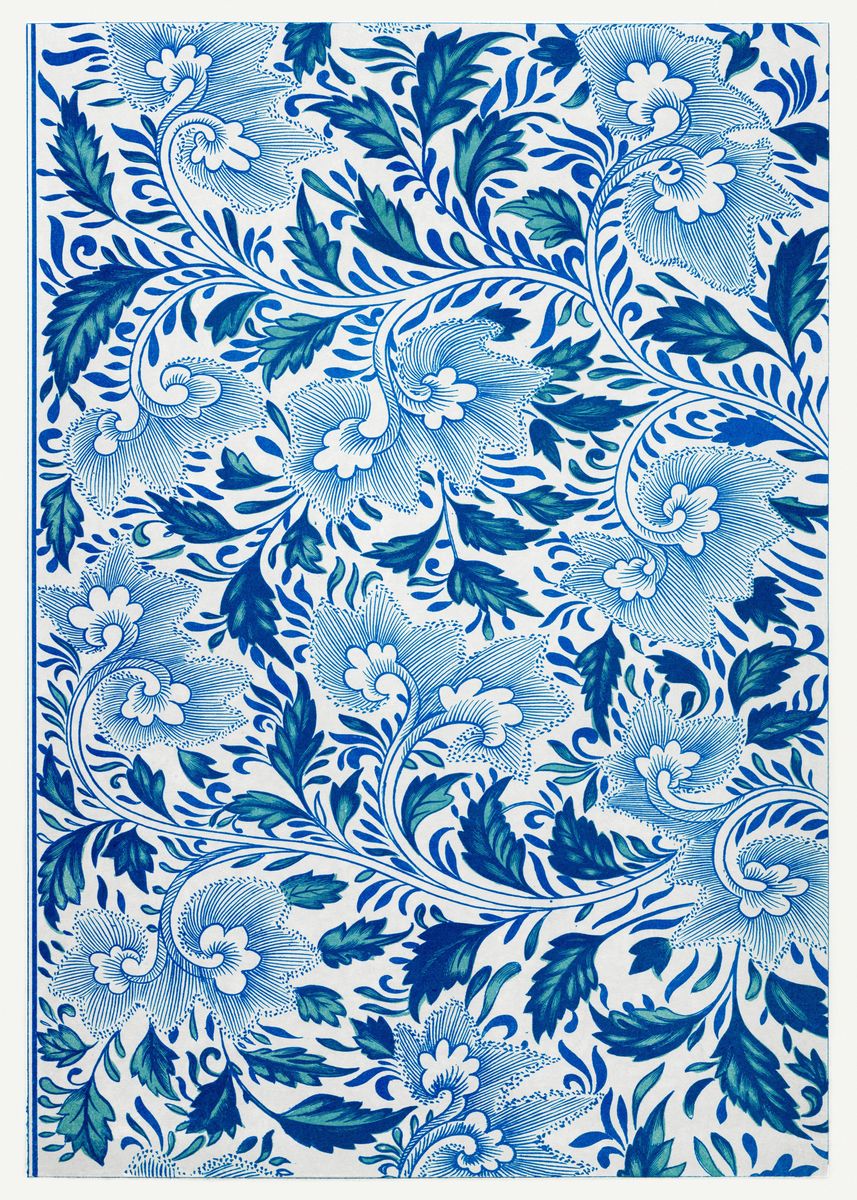 'Floral blue pattern' Poster, picture, metal print, paint by Lissons ...