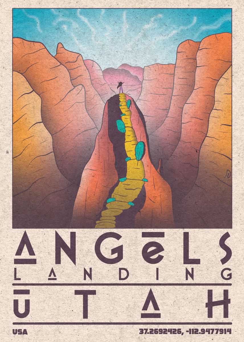 'Angels Landing Utah' Poster, picture, metal print, paint by Jake ...