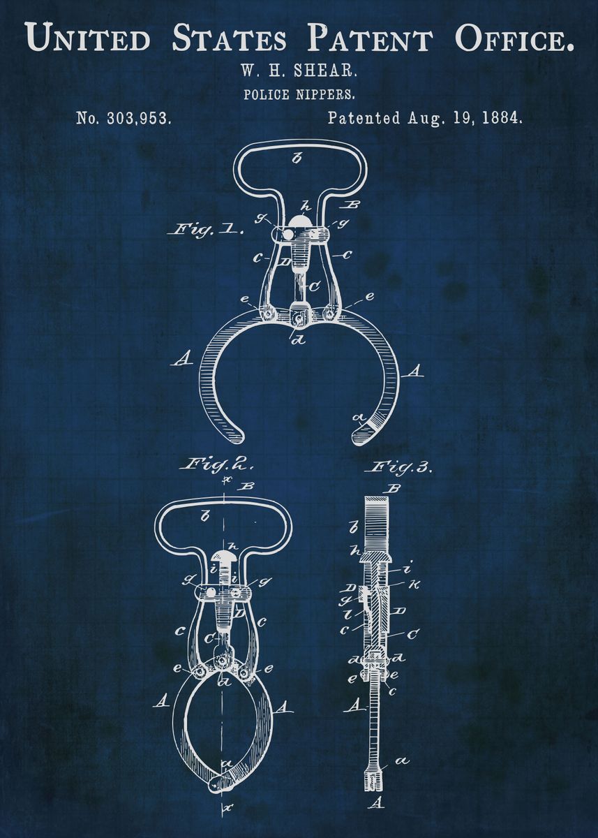 '1884 vintage police nipper' Poster, picture, metal print, paint by ...