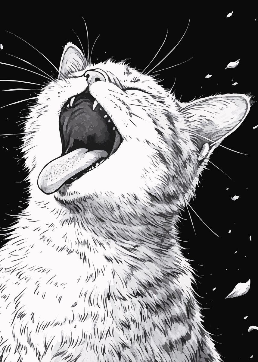 'Mega laughing cat' Poster, picture, metal print, paint by Stefan Merz ...