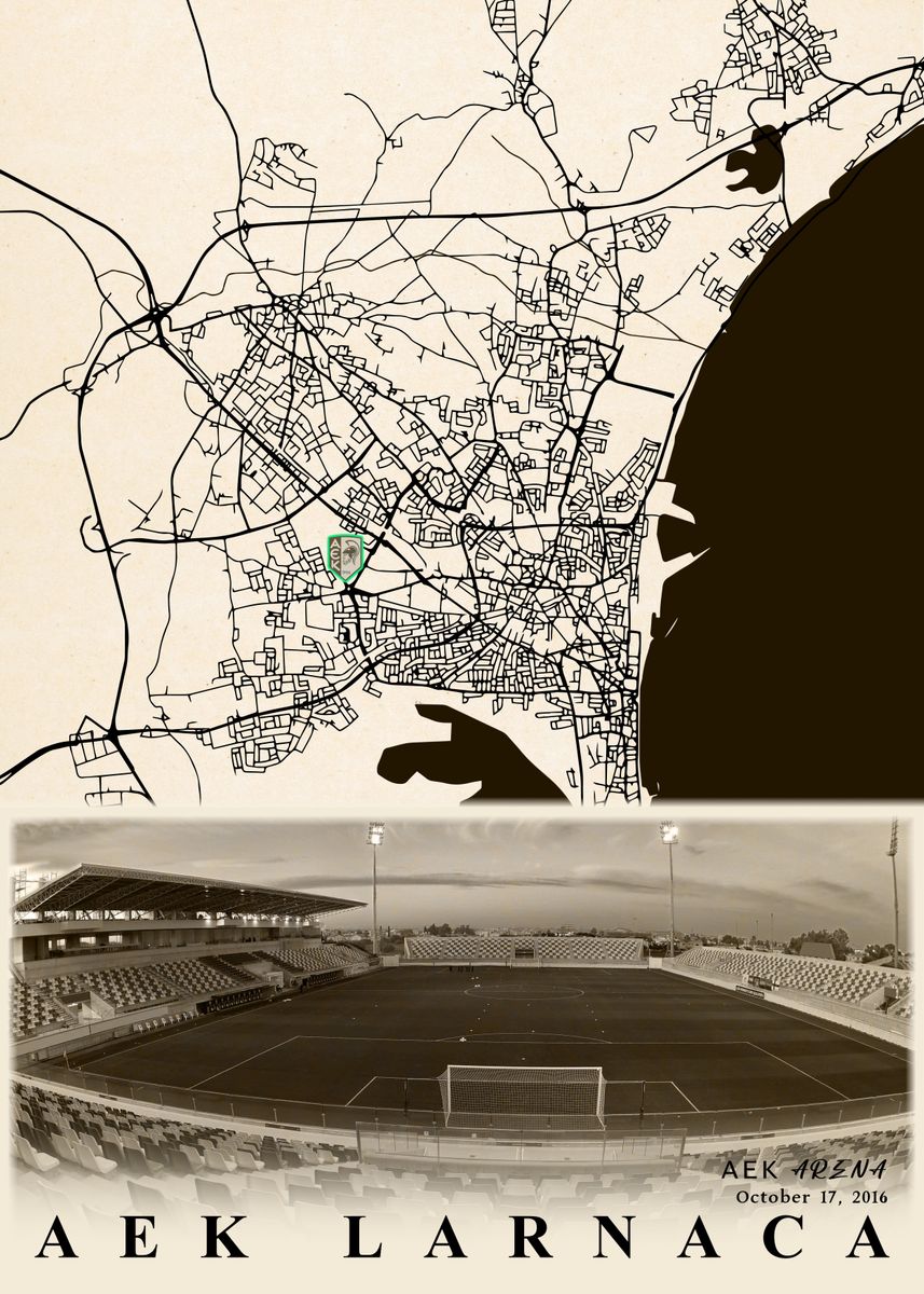 ' Arena Aek Larnaca Gu' Poster, picture, metal print, paint by ...