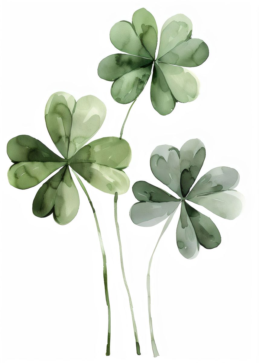 'Three Irish Lucky Shamrock' Poster, picture, metal print, paint by ...