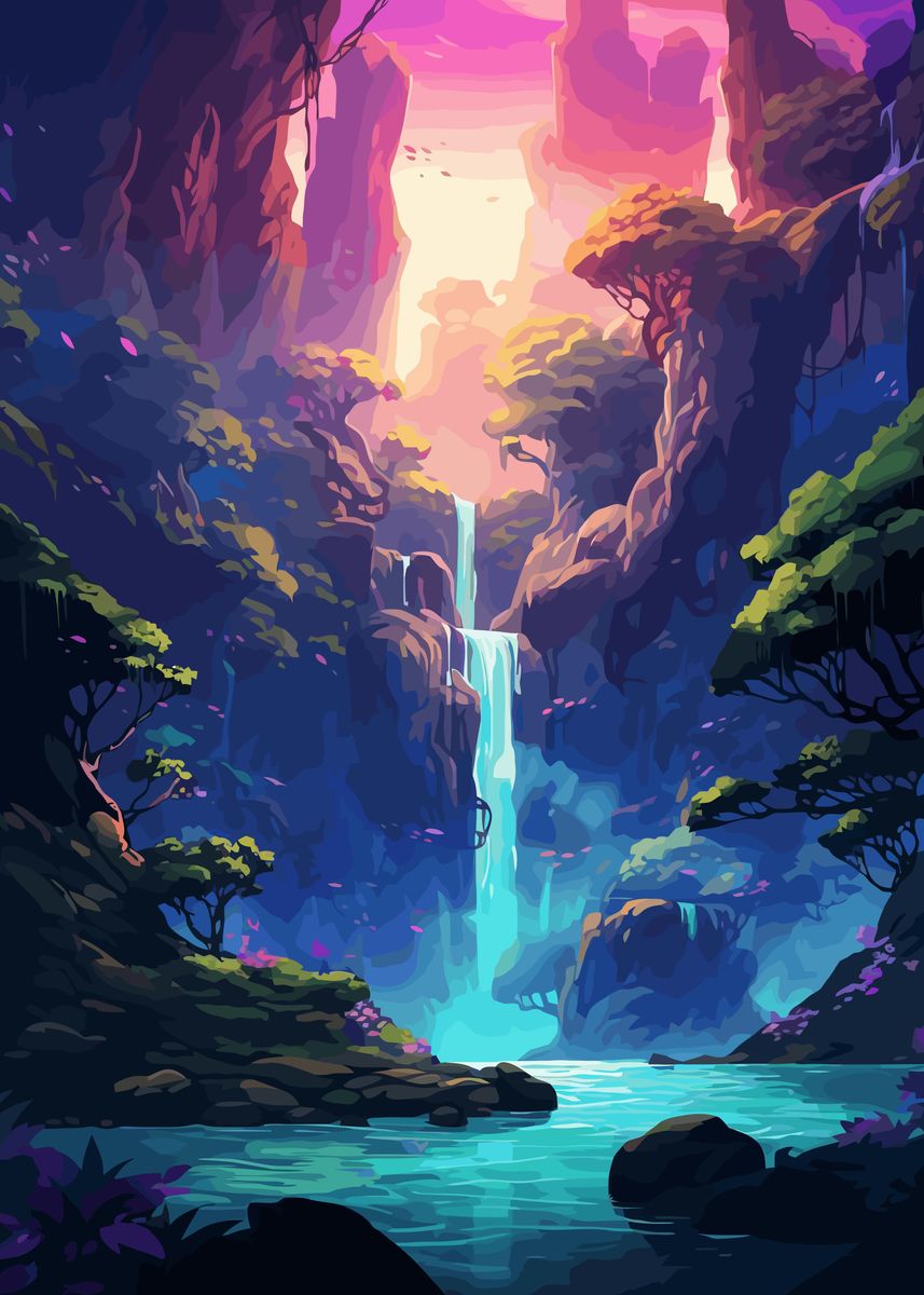 'Japanese Waterfall' Poster, picture, metal print, paint by Demon Japan ...