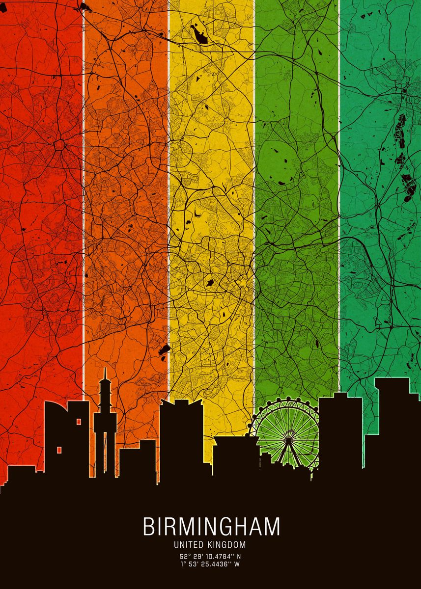 'Birmingham West Midlands' Poster, picture, metal print, paint by ...