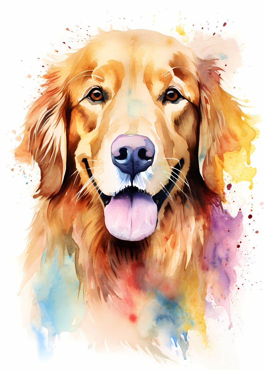 'Cute Dog in Watercolor' Poster, picture, metal print, paint by ...
