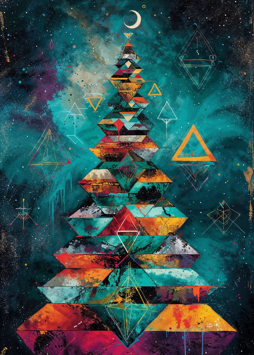 'Geometric Zenith' Poster, picture, metal print, paint by Katsu | Displate
