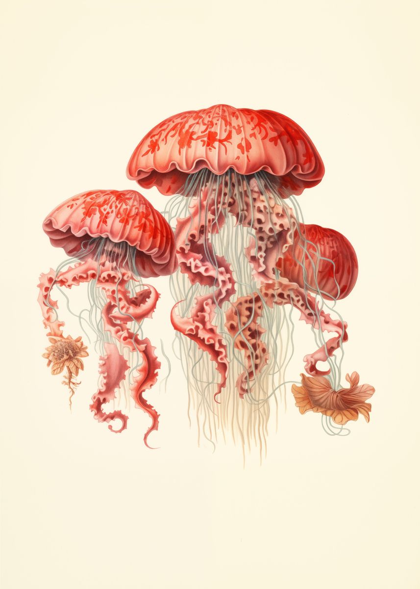 'Three jellyfish' Poster, picture, metal print, paint by DuneCreeper ...