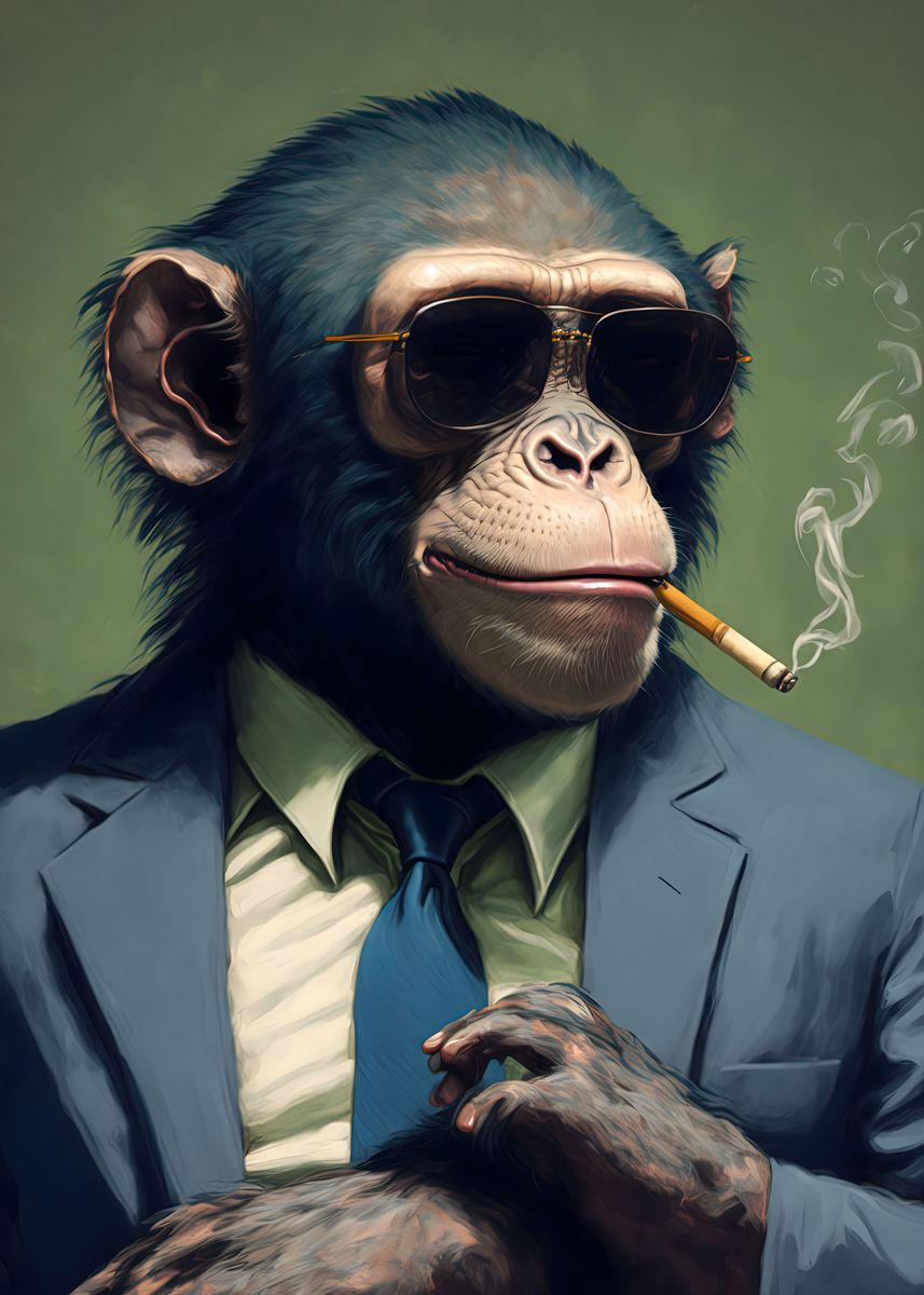 'Marijuana monkey' Poster, picture, metal print, paint by EB Art | Displate