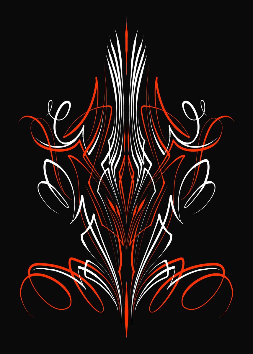 'Retro Floral Pinstripe' Poster, picture, metal print, paint by ...