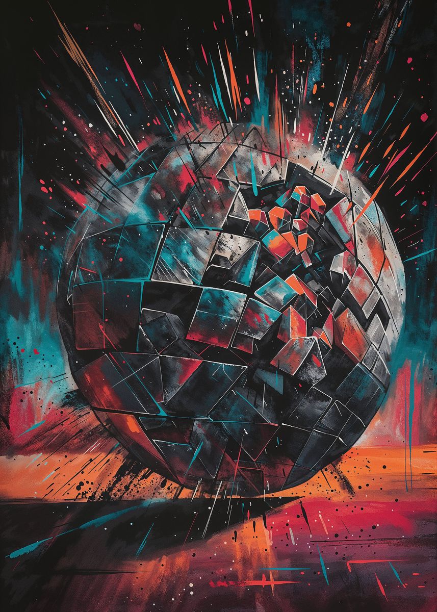 'Shattered Sphere' Poster, picture, metal print, paint by Katsu | Displate