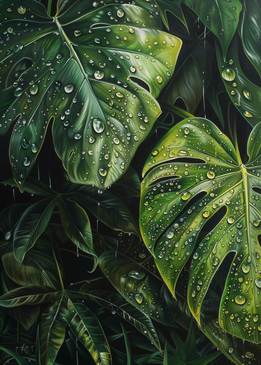 'Monstera in Olive' Poster, picture, metal print, paint by ELYussArt ...