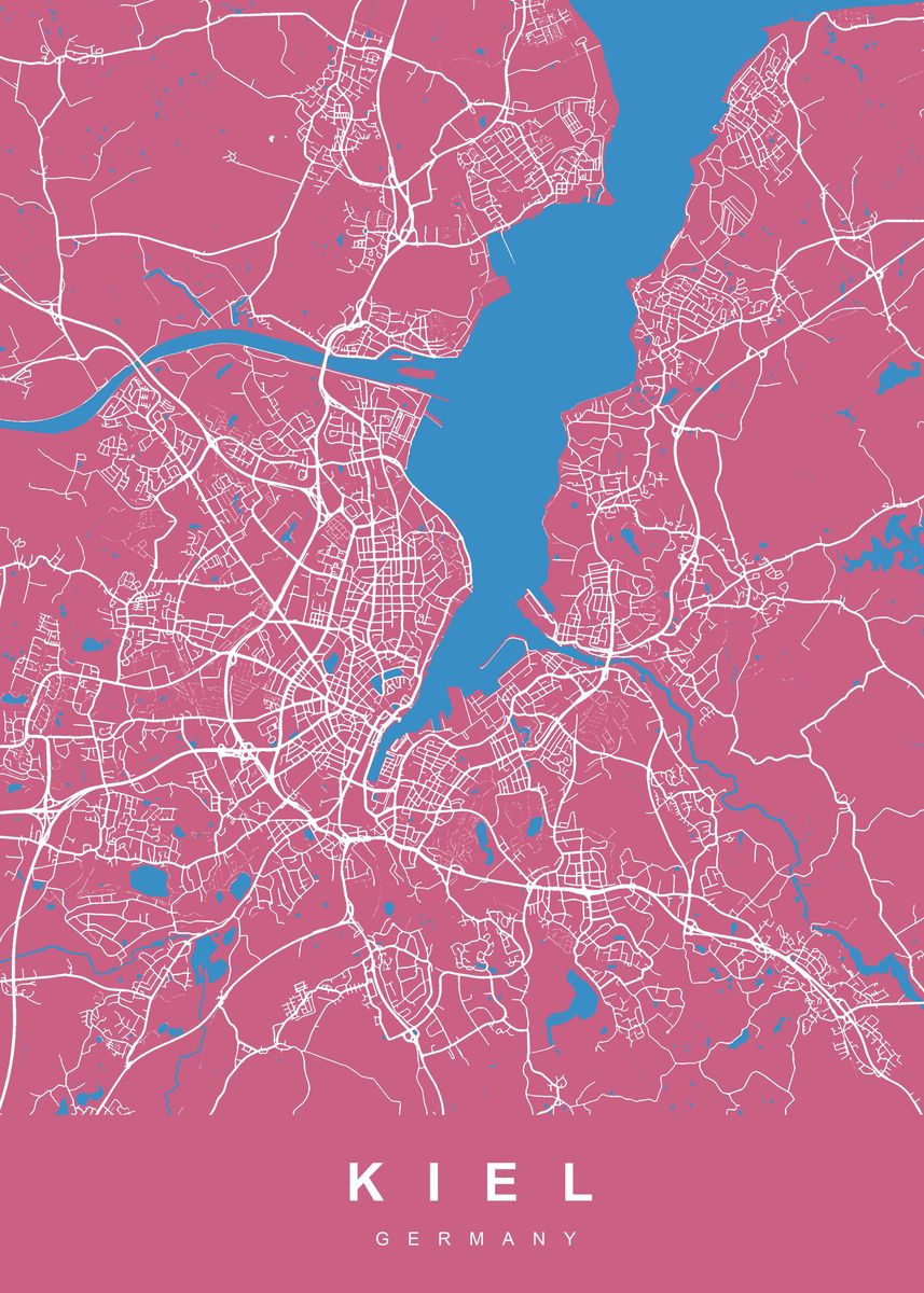'MAP KIEL GERMANY ' Poster, picture, metal print, paint by UrbanMaps ...