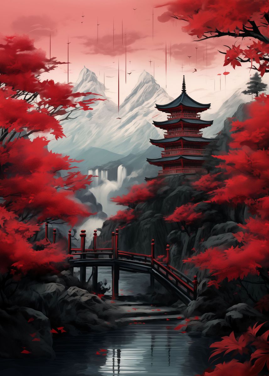 'Asian Landscape' Poster, picture, metal print, paint by indra shakya ...