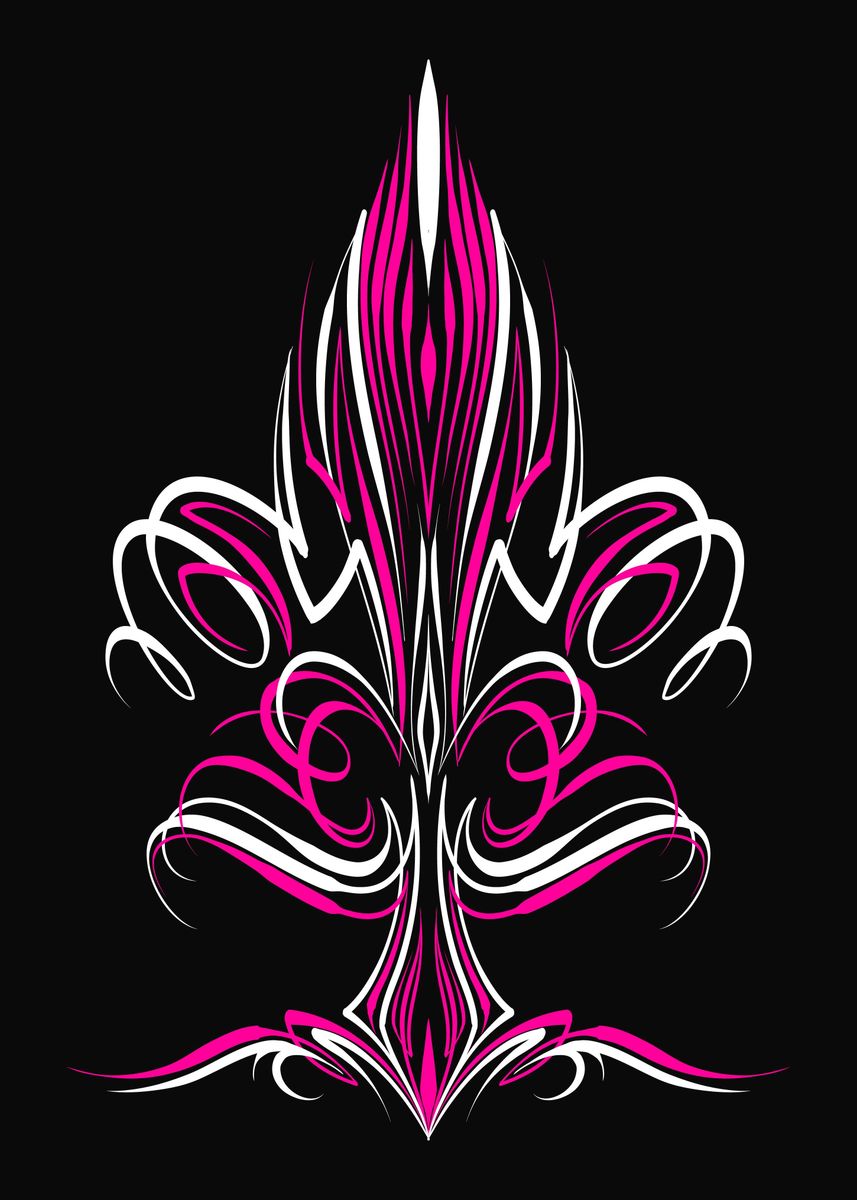 'Retro Floral Pinstripe' Poster, picture, metal print, paint by ...