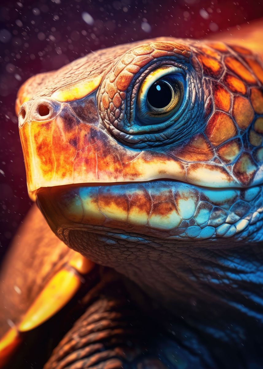 'Turtle Closeup Face' Poster, picture, metal print, paint by ...