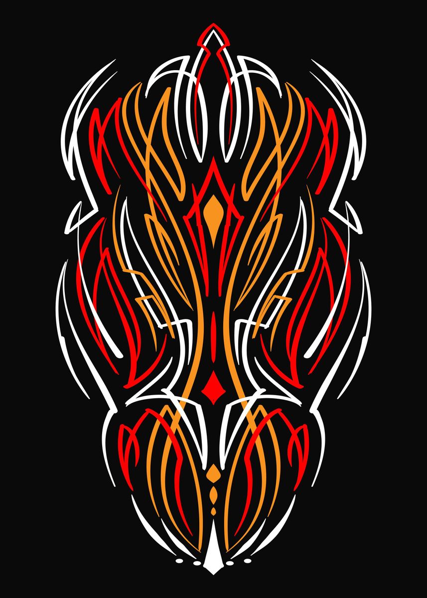 'Retro Floral Pinstripe' Poster, picture, metal print, paint by ...