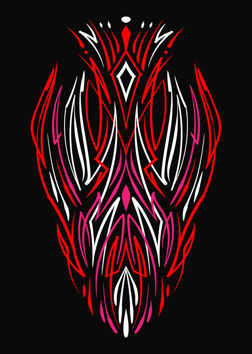 'Retro Floral Pinstripe' Poster, picture, metal print, paint by ...