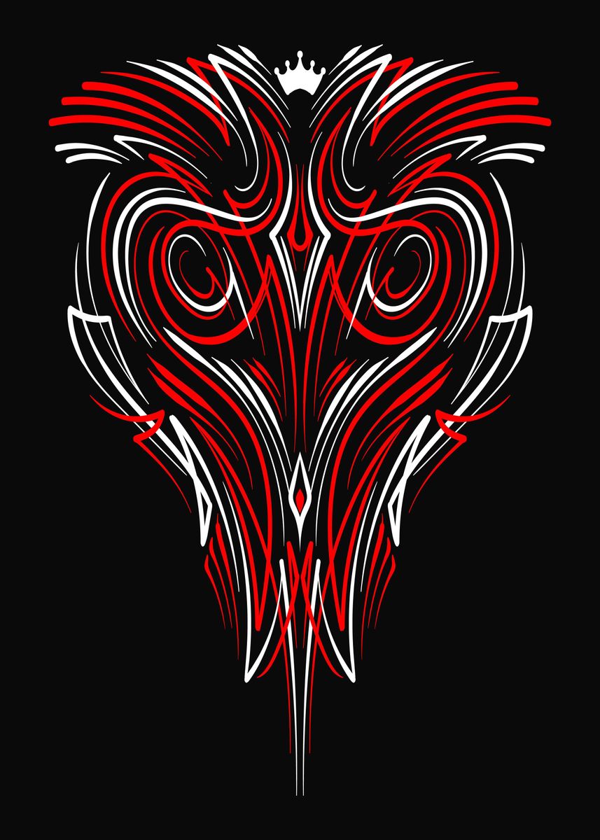 'Retro Floral Pinstripe' Poster, picture, metal print, paint by ...