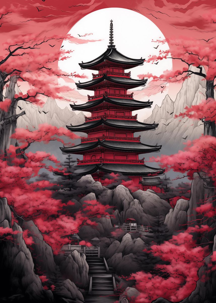 'Asian Landscape' Poster, picture, metal print, paint by indra shakya ...