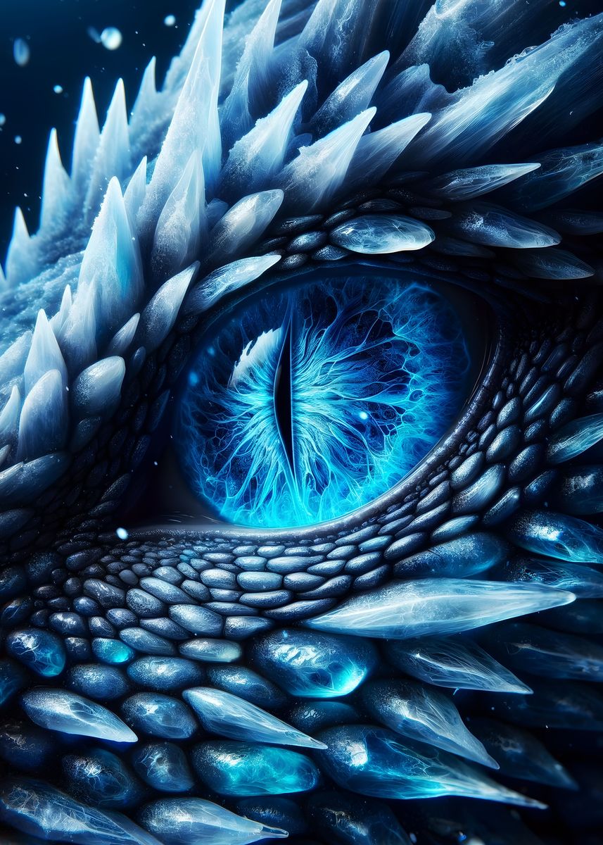 'Ice Dragon Eye' Poster, picture, metal print, paint by MDZ | Displate