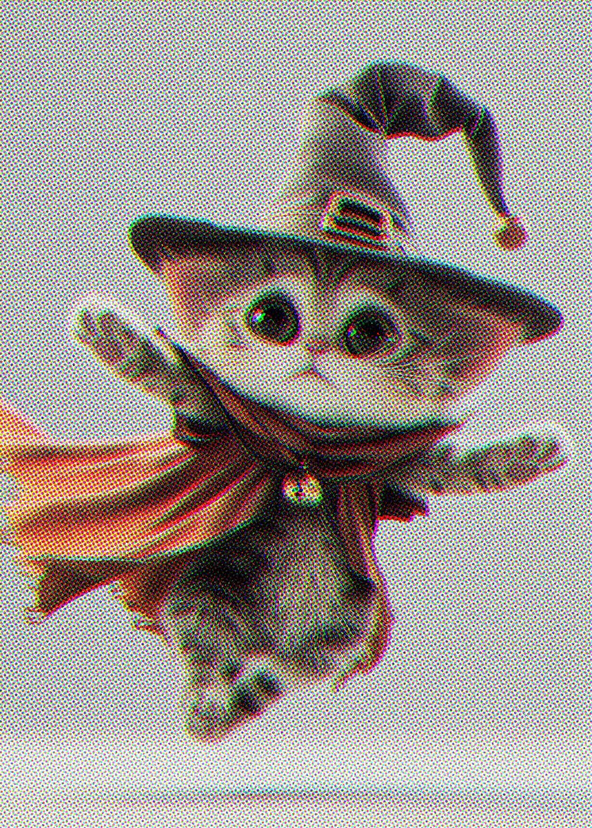 'Cute Cat Magic' Poster, picture, metal print, paint by Fanth | Displate