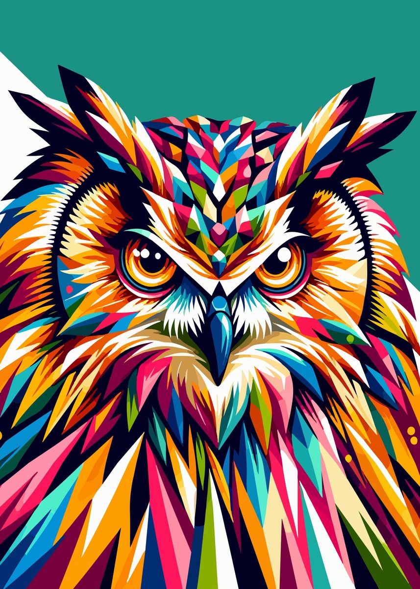 'Owl wpap Colorful pop art' Poster, picture, metal print, paint by du giang | Displate