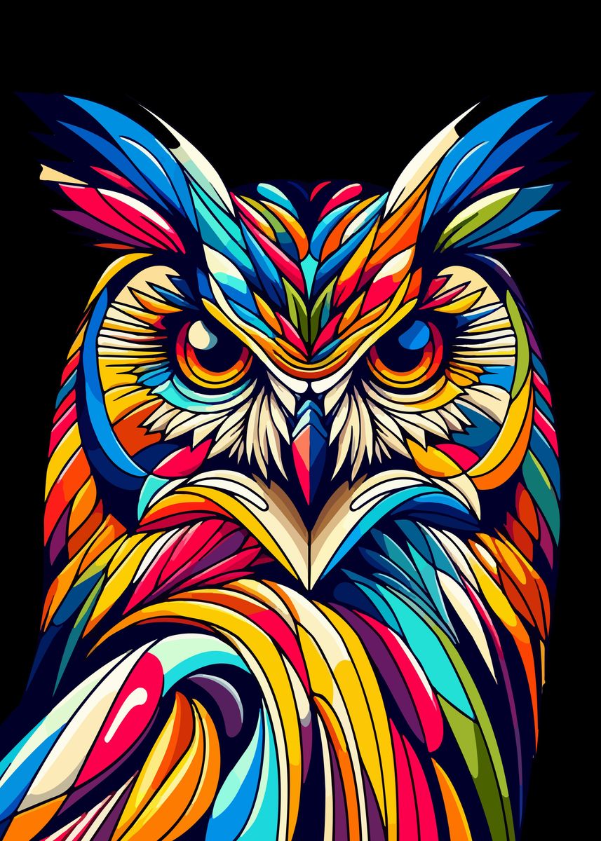 'Owl wpap Colorful pop art' Poster, picture, metal print, paint by du ...