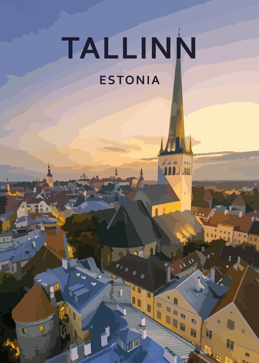 'Tallinn' Poster, picture, metal print, paint by HTomas | Displate